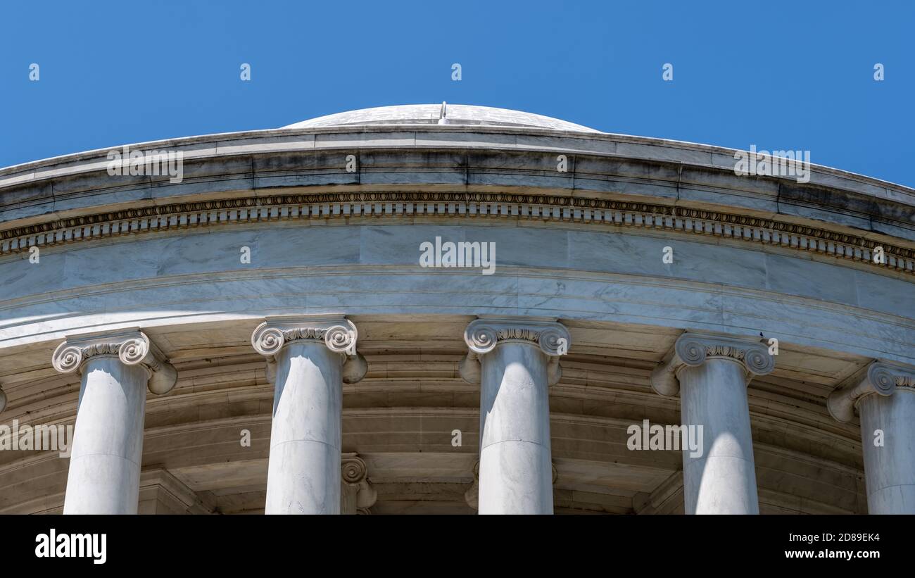 Ionic Order columns, with scrolled capitals, support the shallow dome ...