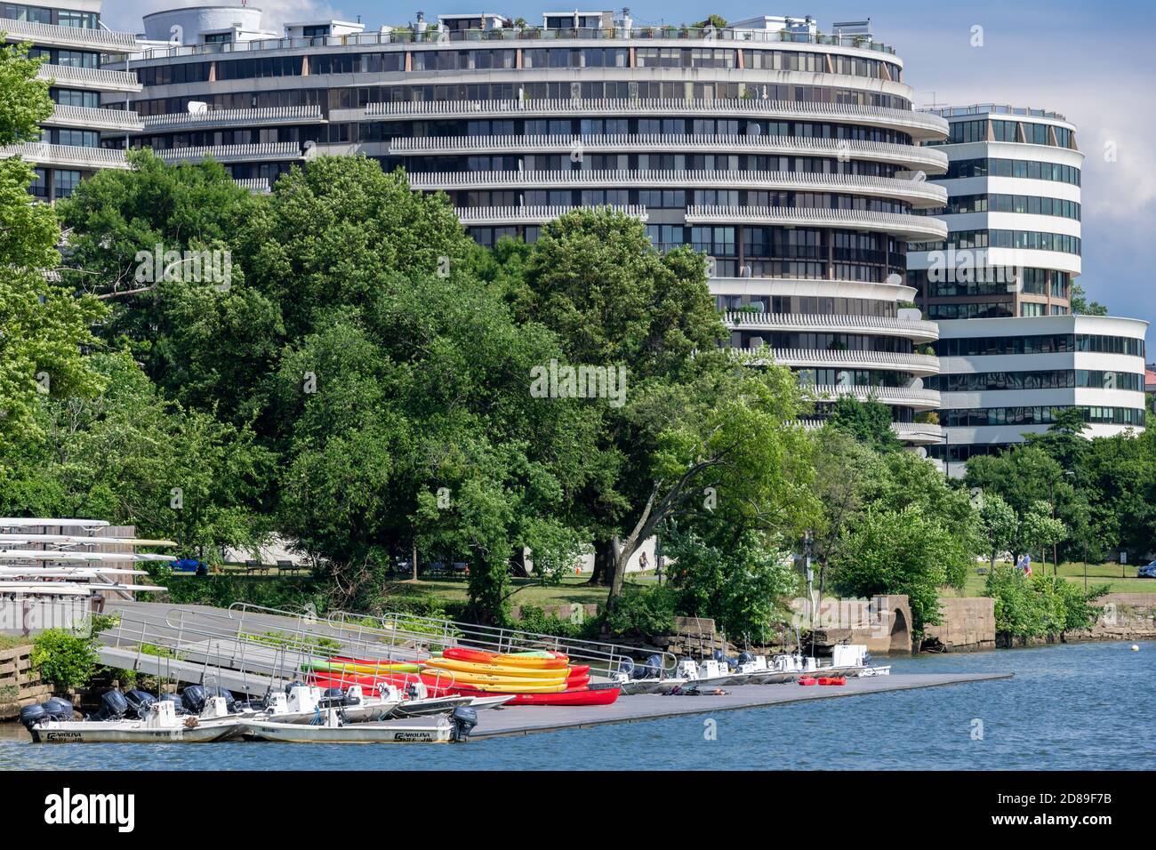 Colourful kayaks and pleasure craft at the Thompson Boat Center in the ...