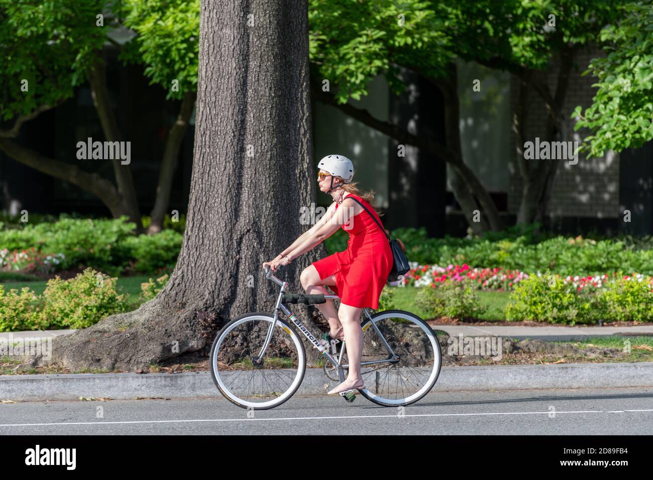 Red cycle helmet hi-res stock photography and images - Alamy