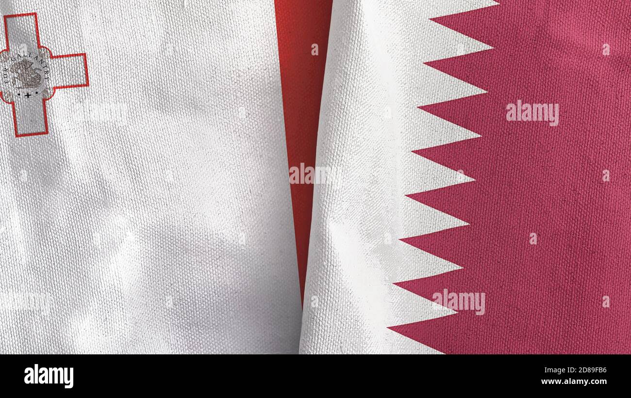 Qatar and Malta two flags textile cloth 3D rendering Stock Photo - Alamy