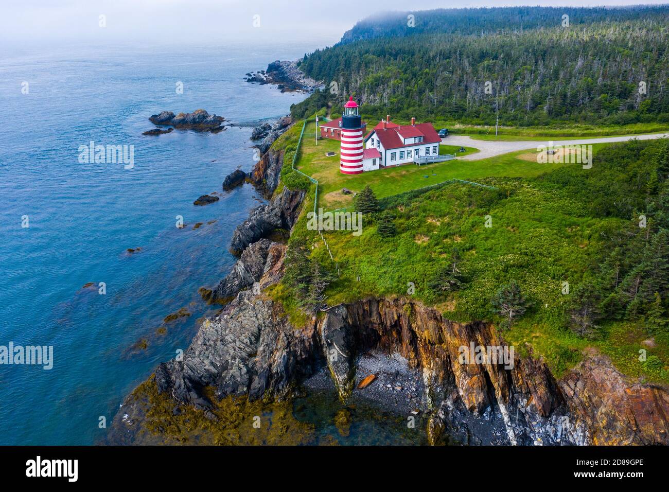 West Quoddy Head Lighthouse, Quoddy Head State Park, Lubec, Maine, USA ...