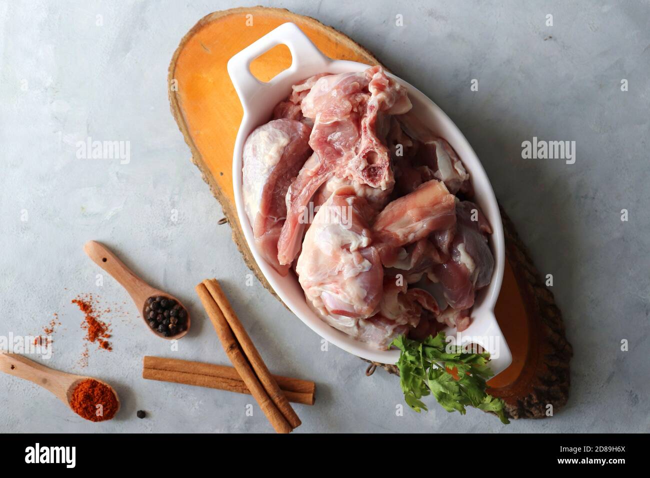 Fresh raw goat meat or mutton or lamb pieces. Preparation for Indian ...
