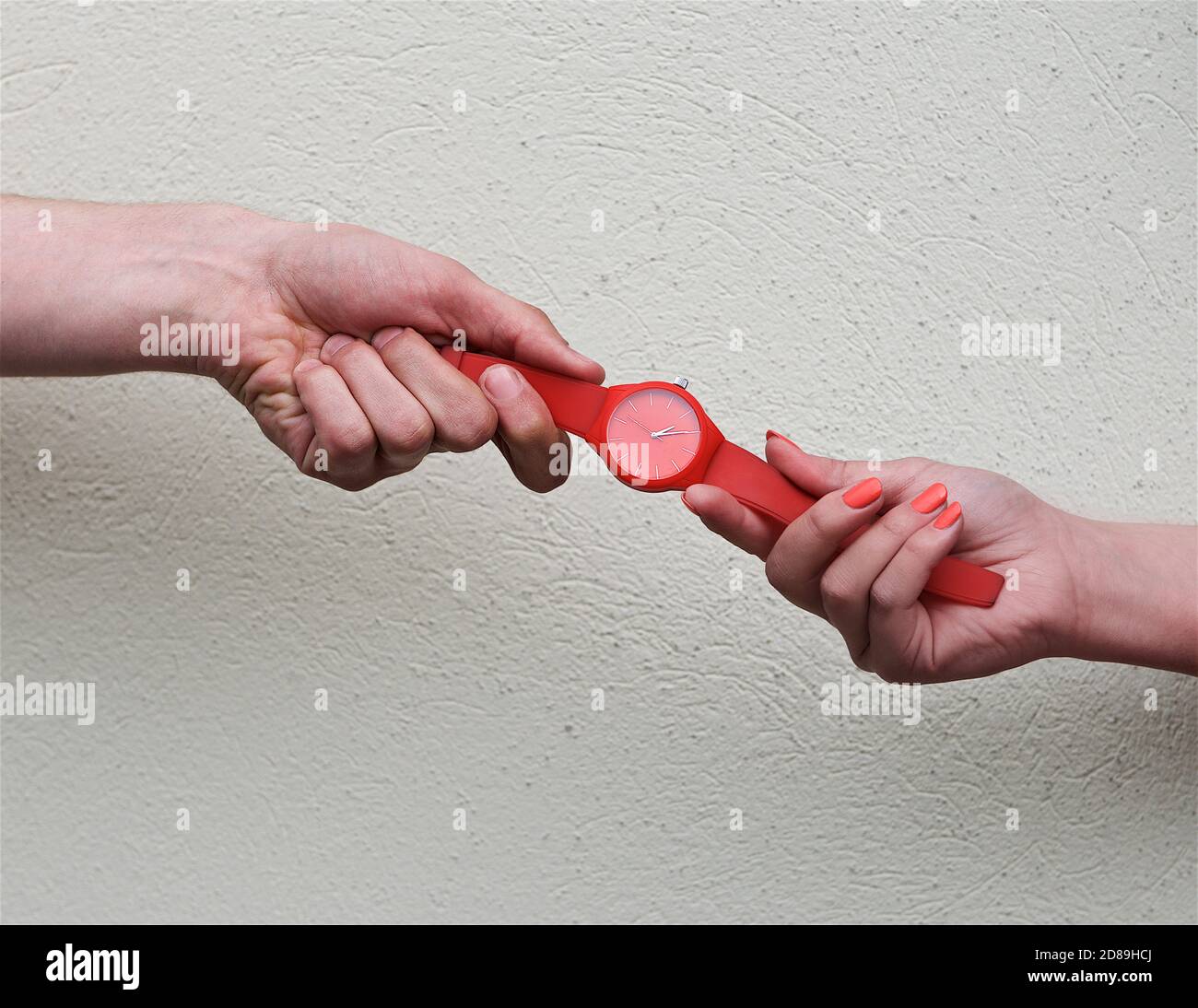 Woman pulling arm man hi-res stock photography and images - Alamy