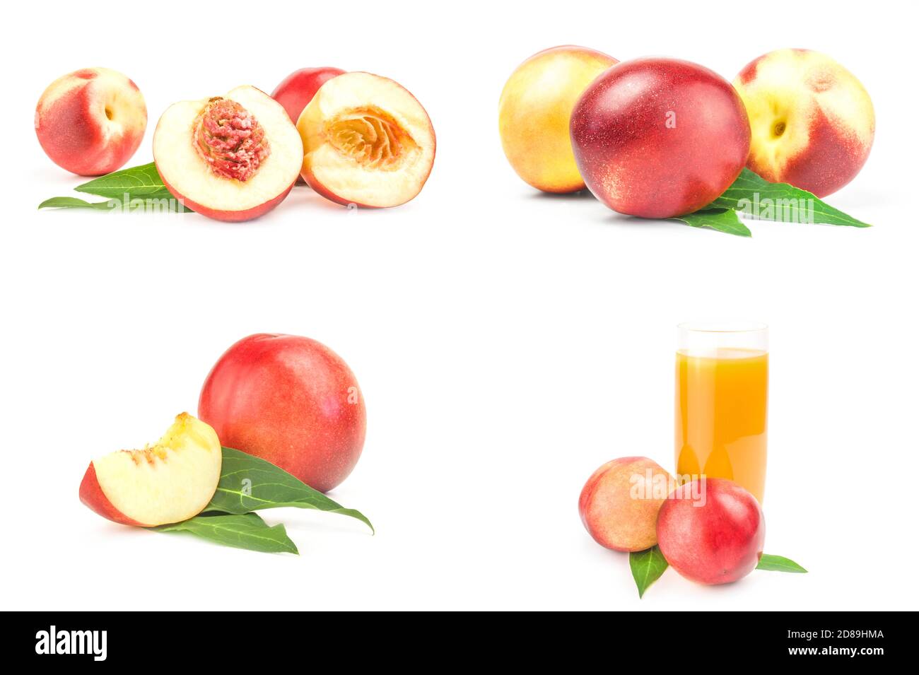 Set of beautiful ripe peaches isolated over a white background Stock ...