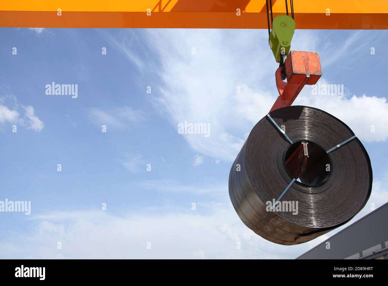 Shipping steel sheet rolls. Industry background Stock Photo - Alamy