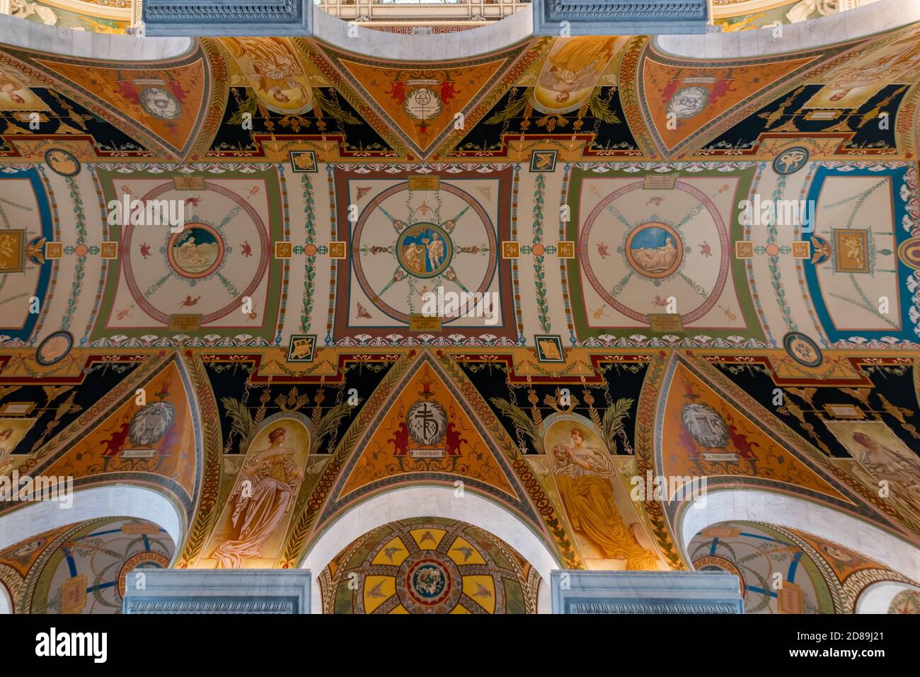 The frescoed vaulted ceiling above the second floor east corridor of ...