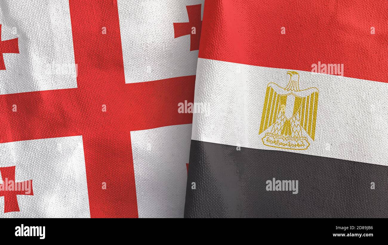 Egypt and Georgia two flags textile cloth 3D rendering Stock Photo - Alamy