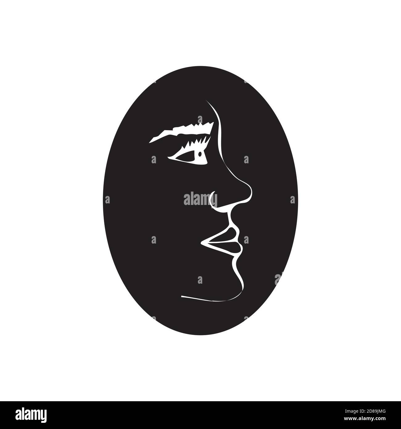 Human head silhouette. Face profile view. Elegant silhouette of part of ...