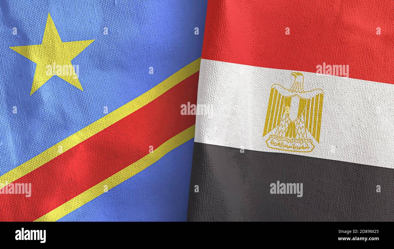 Egypt and Congo Democratic Republic two flags textile cloth 3D ...
