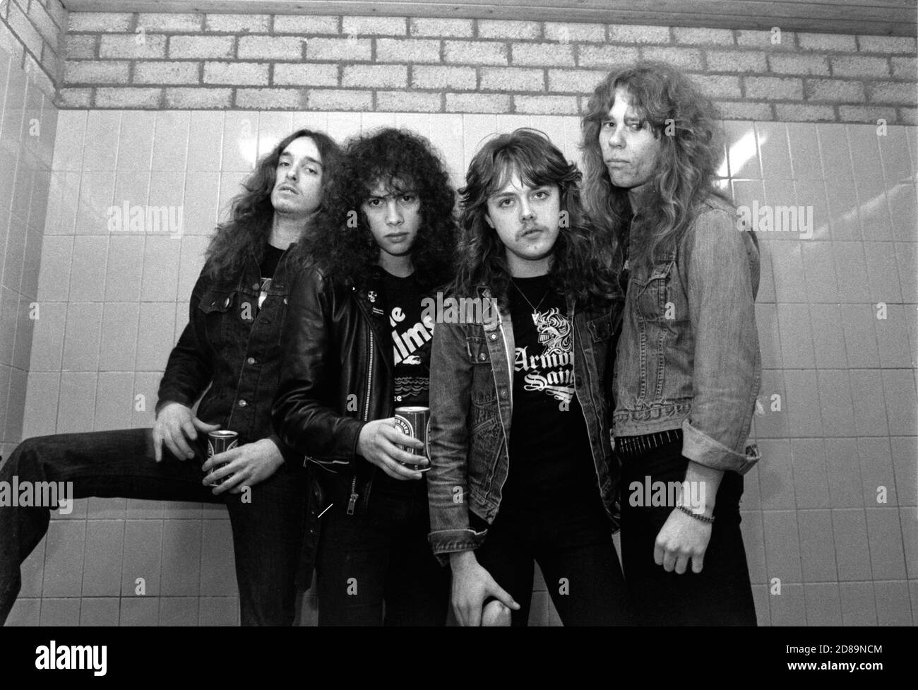 ZWOLLE, THE NETHERLANDS - FEBR 11, 1984: Metallica in the dressing room ...