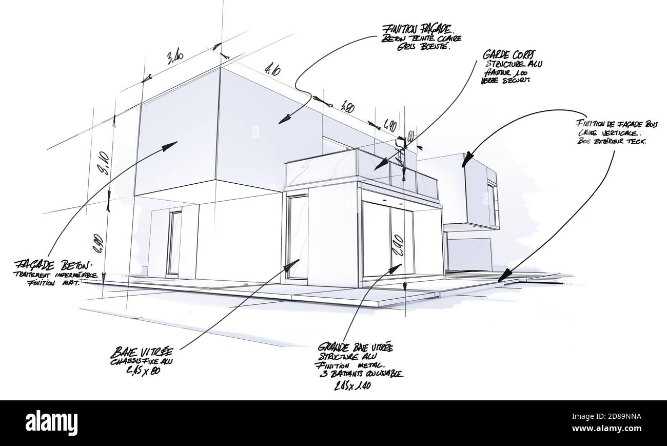 3D rendering of a modern high end architecture project Stock Photo - Alamy