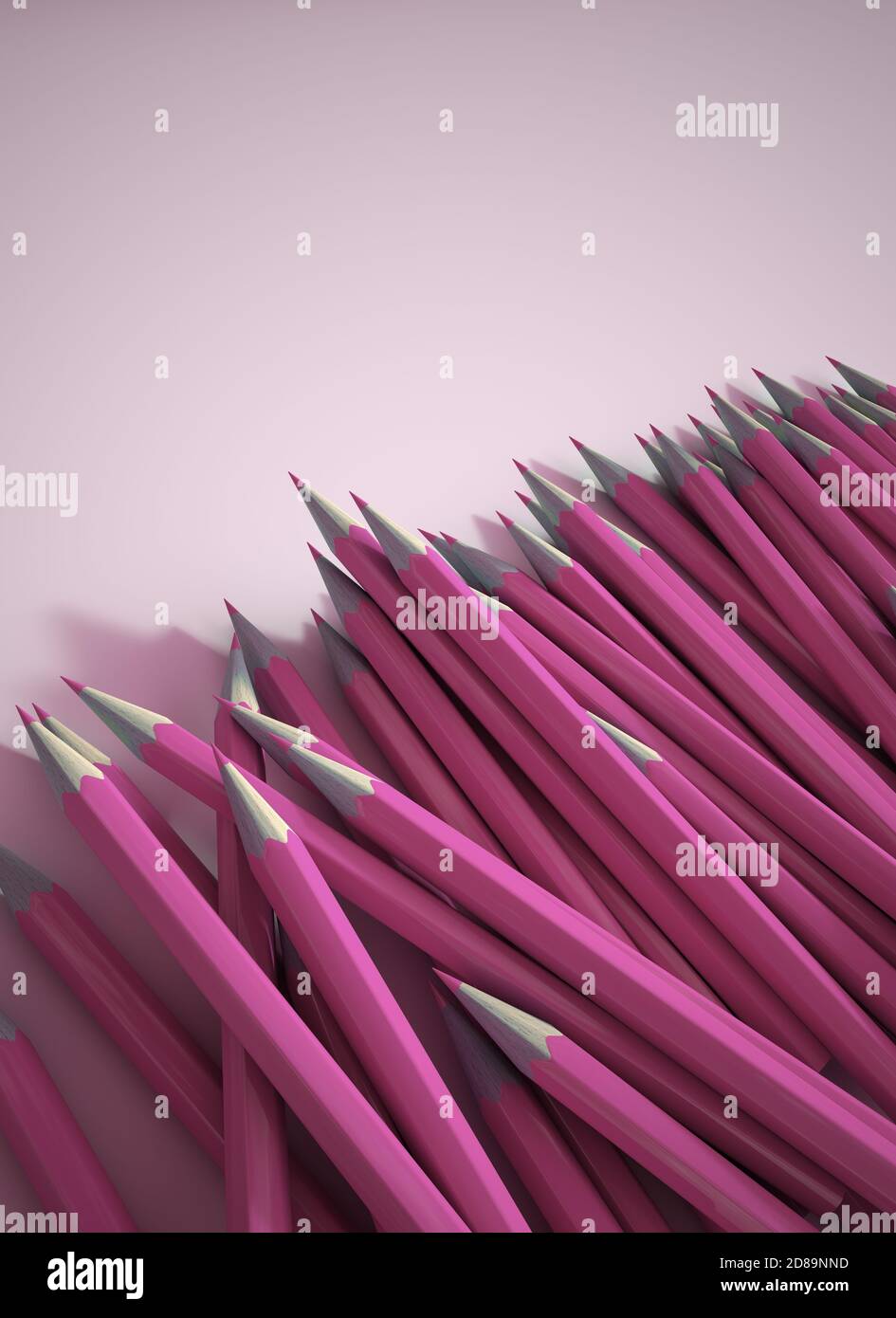3D rendering of a group of pink pencils Stock Photo - Alamy