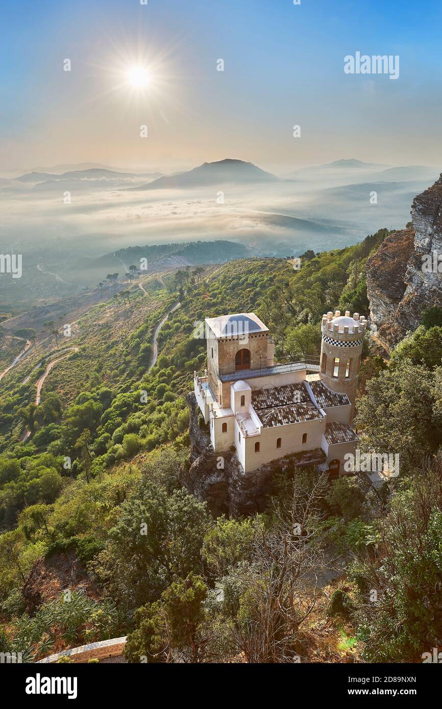 View of the Norman Castello di Vénere castle of Venus above small ...