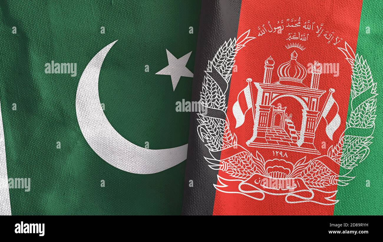 Afghanistan and Pakistan two flags textile cloth 3D rendering Stock ...