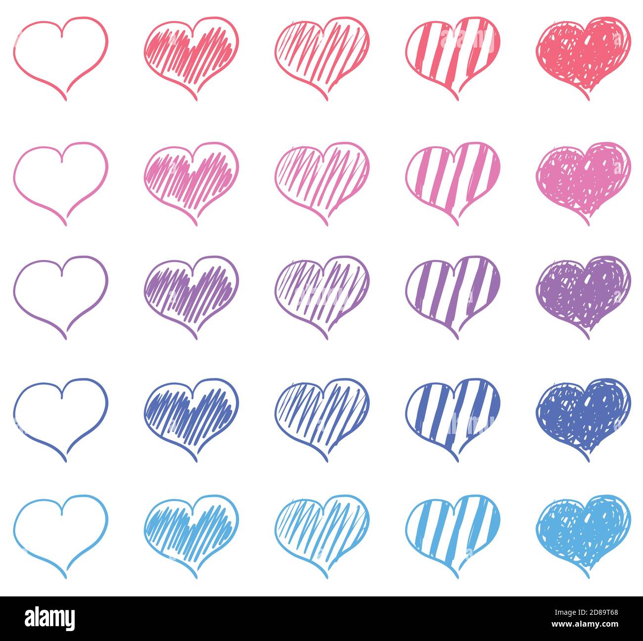 Set of different hand-drawn hearts for design Stock Vector Image & Art ...