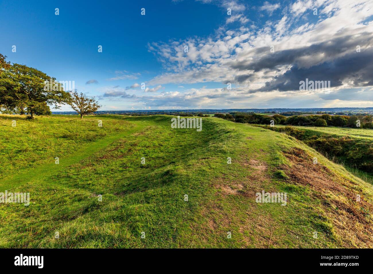 The defensive ramparts and ditches of Badbury Rings Iron Age Hill Fort ...