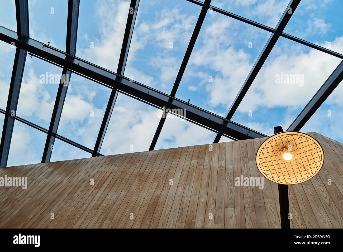 Abstract modern design of roof with open ceiling in Nordic style ...