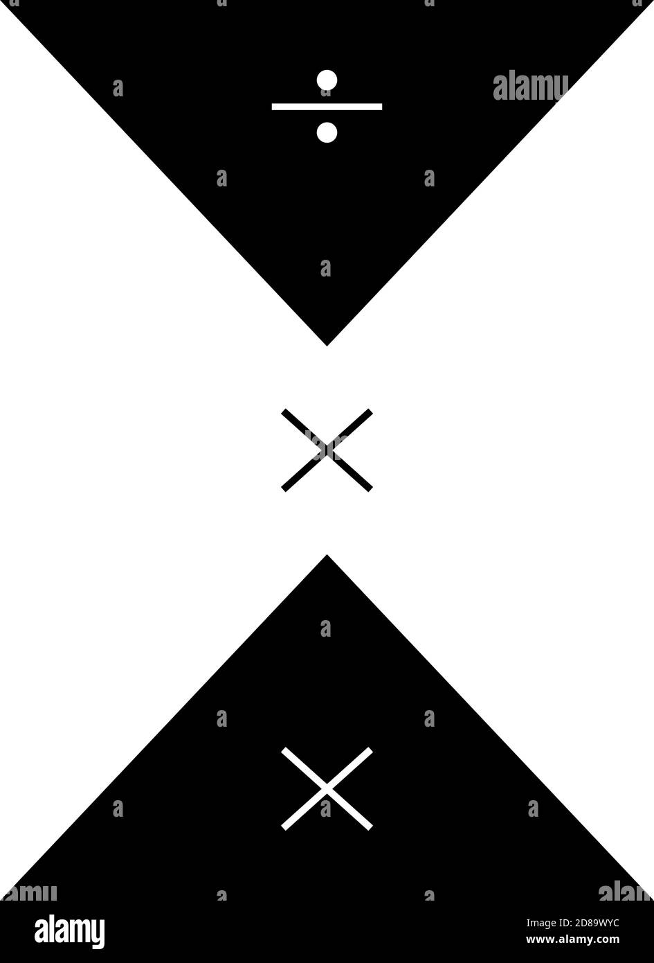 Multiplication and division symbols and black rectangles on white ...