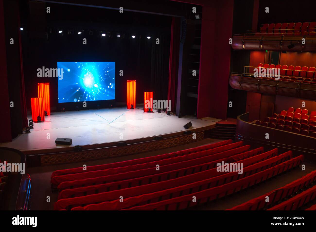 Classic theater with a screen on stage Stock Photo - Alamy