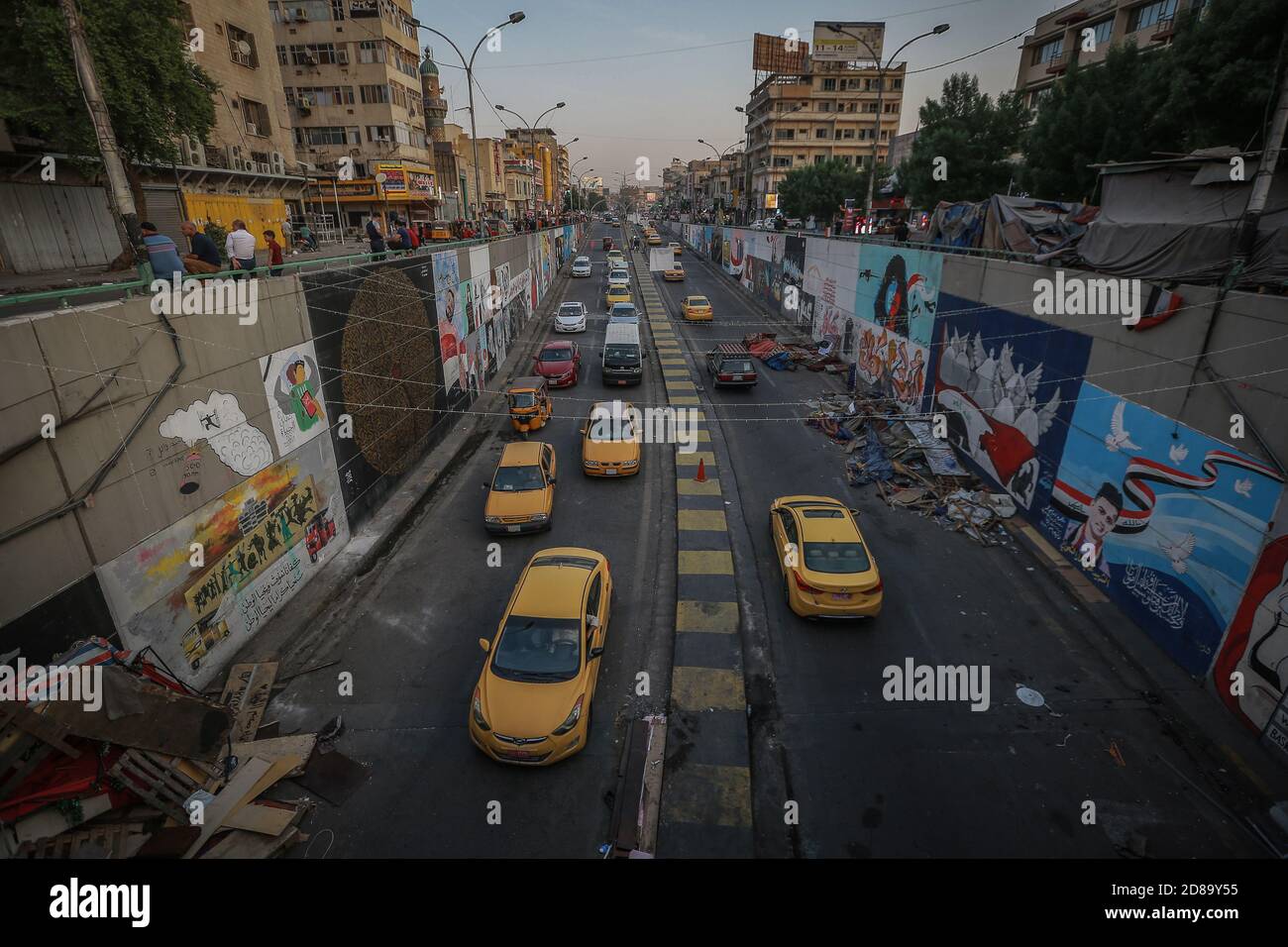 Baghdad, Iraq. 28th Oct, 2020. Cars pass through Tahrir Tunnel after ...