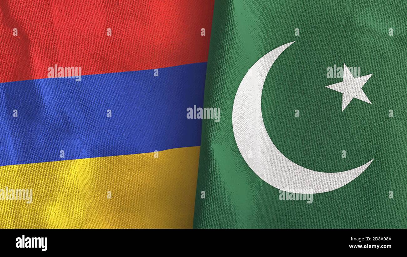 Pakistan and Armenia two flags textile cloth 3D rendering Stock Photo ...