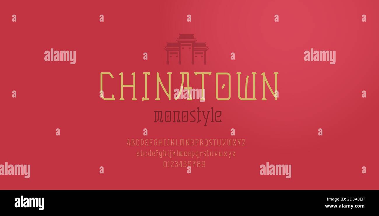 Chinese font modern style. Abstract minimal typography single line ...