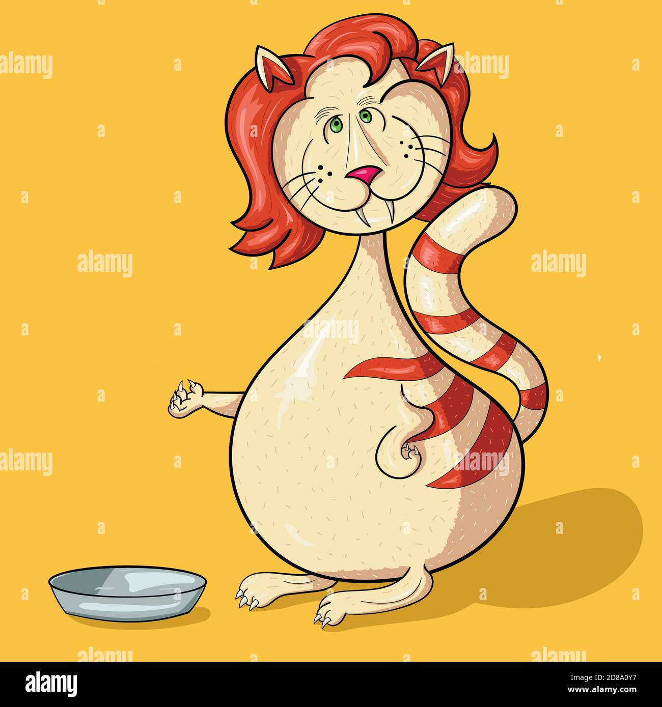 An illustration of a funny cat, begging for food Stock Photo - Alamy
