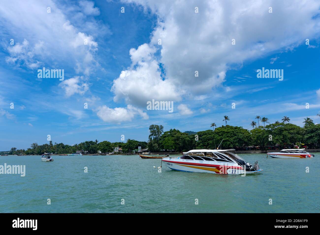 Phuket, Thailand - August 06, 2020: Group of speed boats park at ...