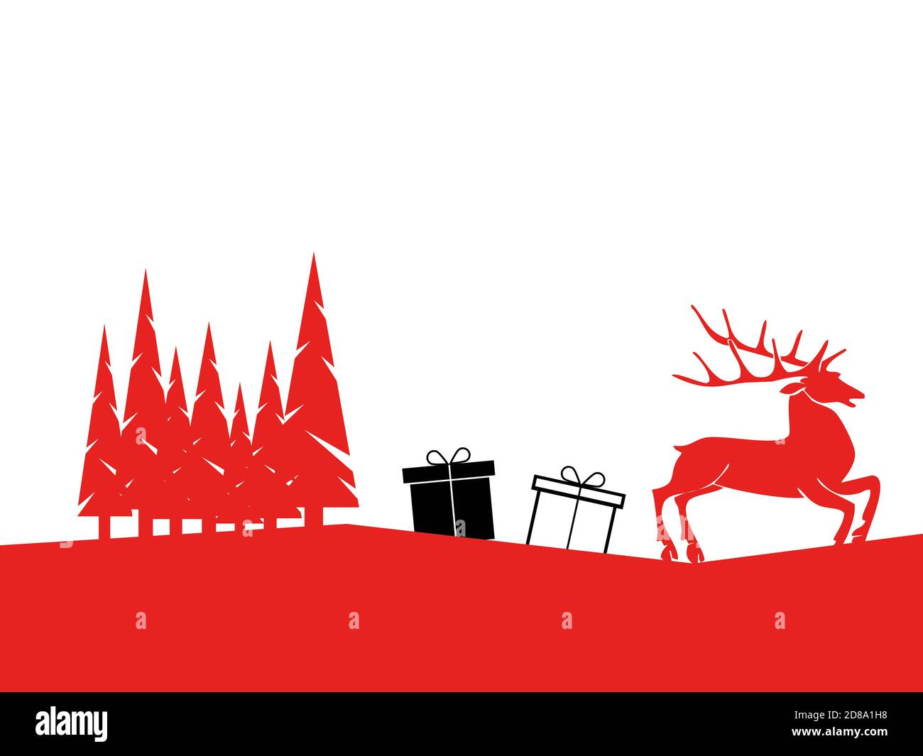 Vector Christmas landscape illustration on white background Stock Photo ...