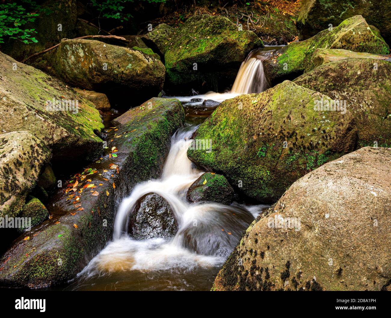 Waterfalls Padley Gorge Peak District Derbyshire England,UK Stock Photo ...
