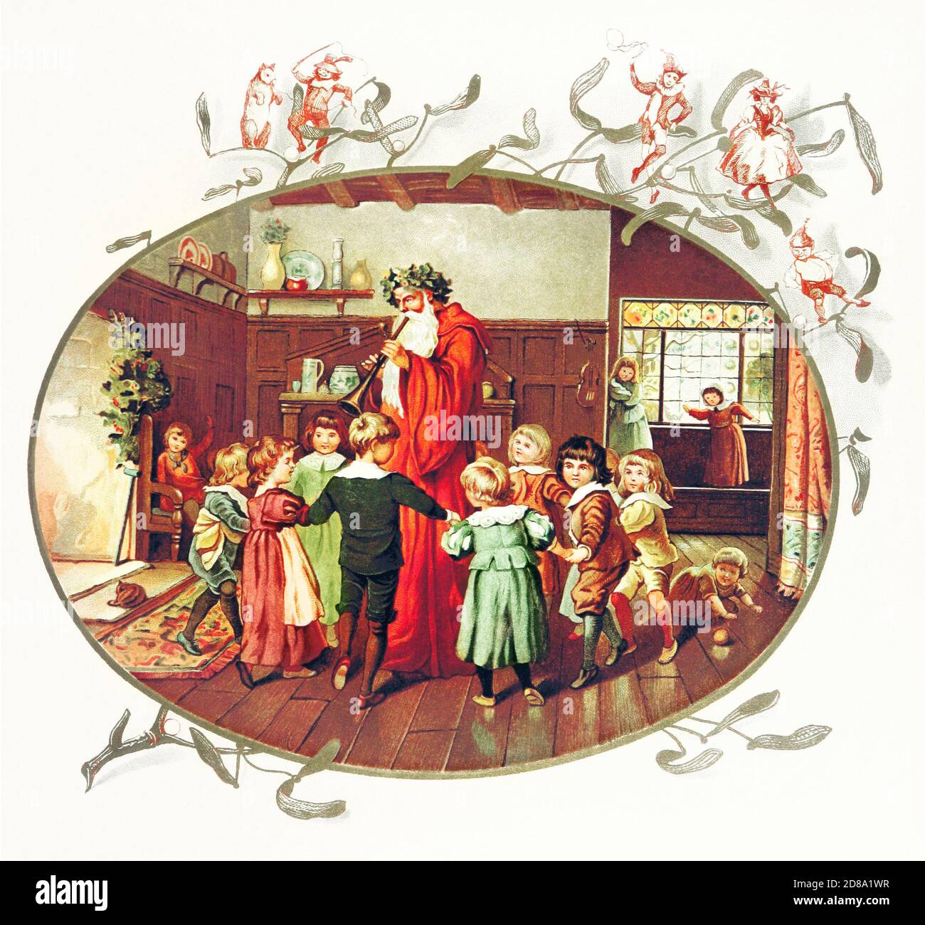 Santa Claus with children illustration from The Coming of Father ...