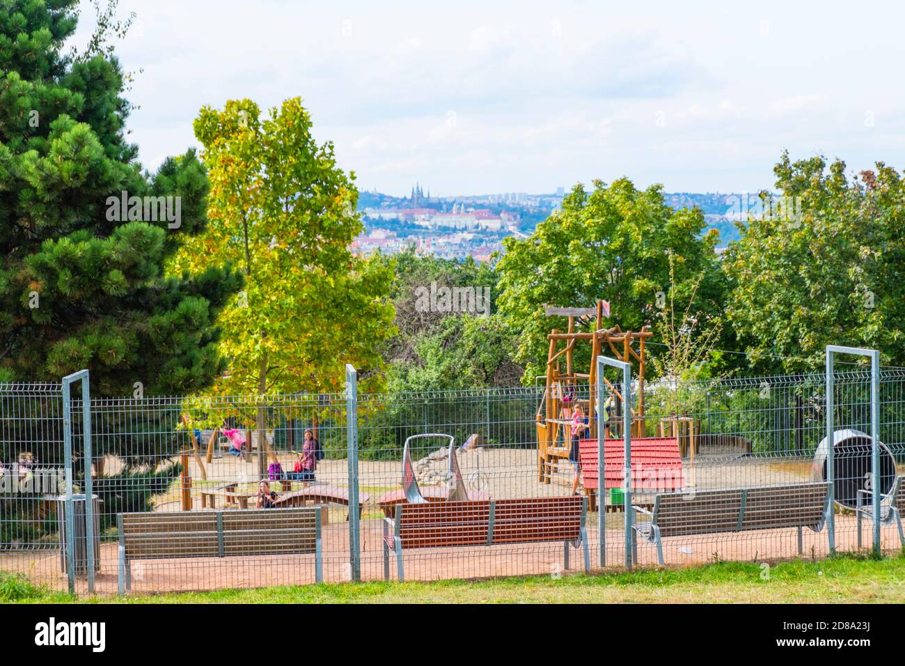 Children's playground, Parukarka park, Zizkov, Prague, Czech Republic ...