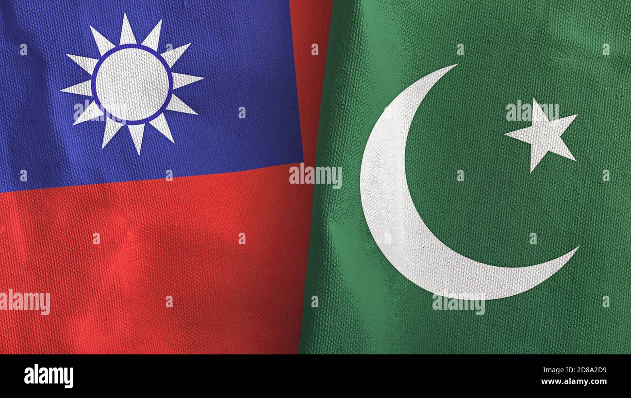 Pakistan and Taiwan two flags textile cloth 3D rendering Stock Photo ...