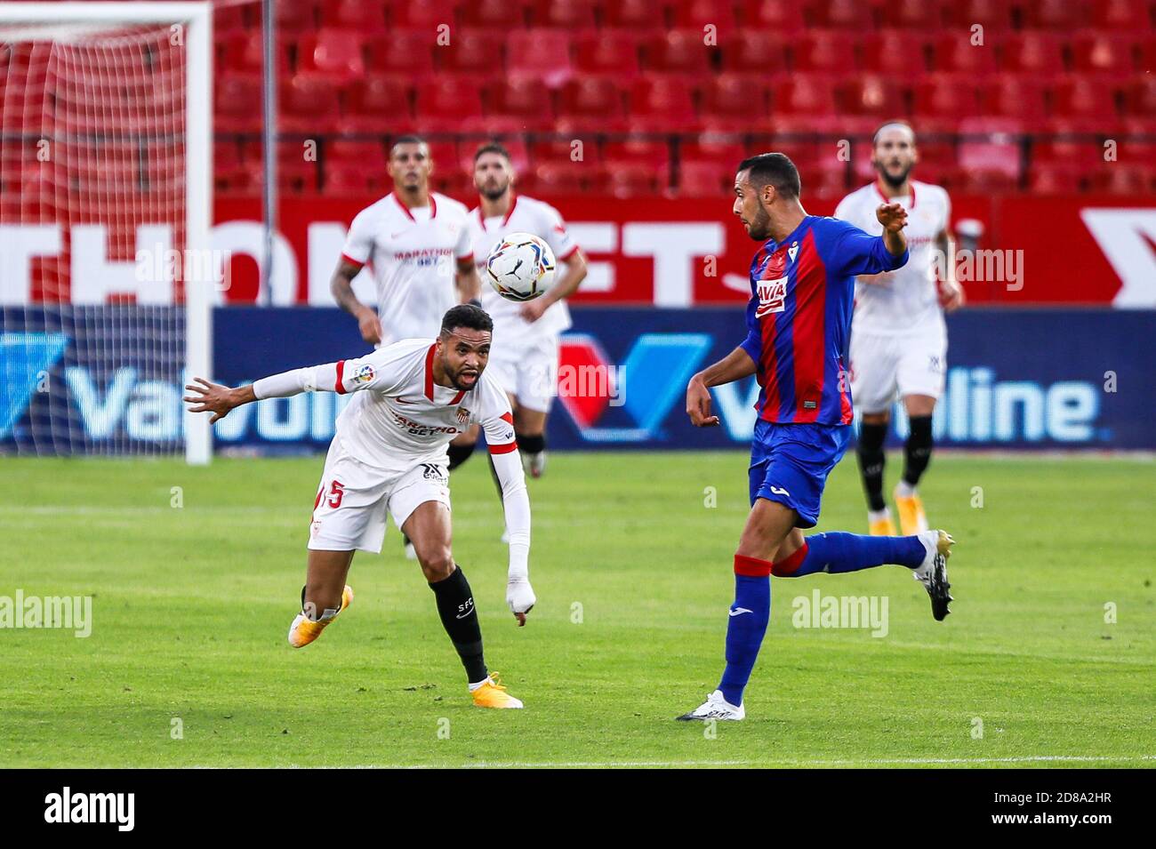 Youssef En-Nesyri of Sevilla and Recio of Eibar during the Spanish ...