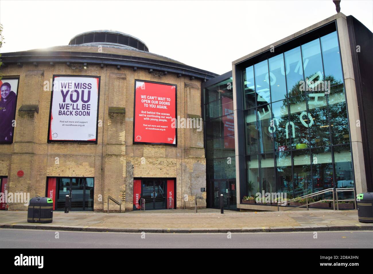Roundhouse live music and arts venue exterior view, Camden, London ...