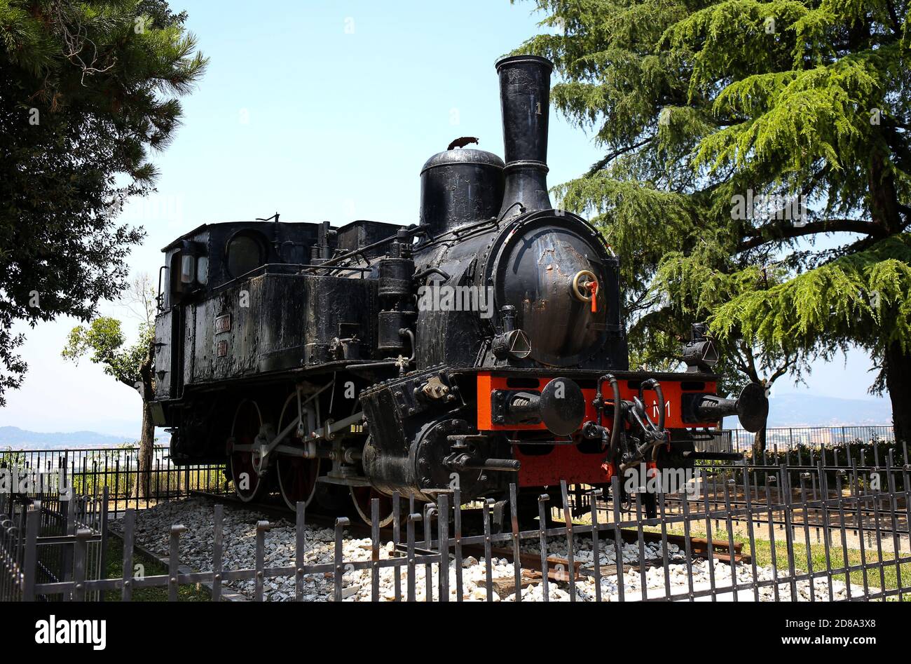 Brescia, Italy - 26 July 2019: steam locomotive Prisoner of the Falco d ...
