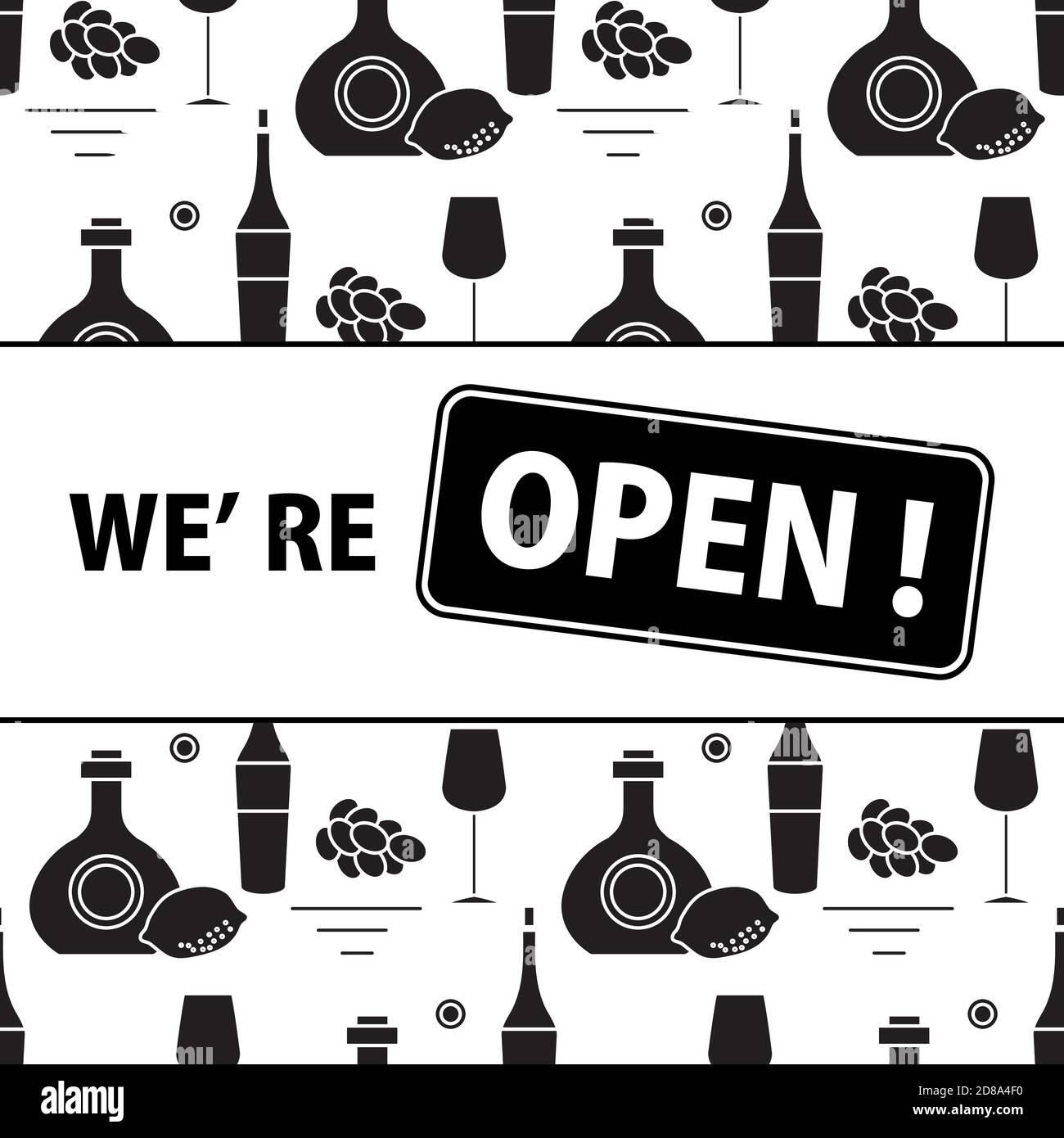 Vector illustration Reopening of liquor store alcohol shop bar after ...