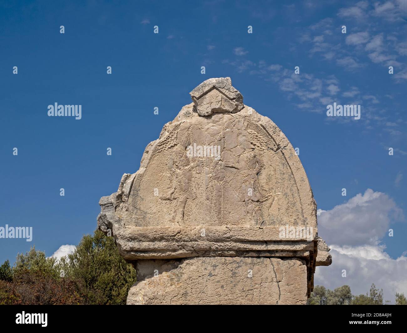 The beautiful lycian carved stone tomb located on the hill of ancient ...