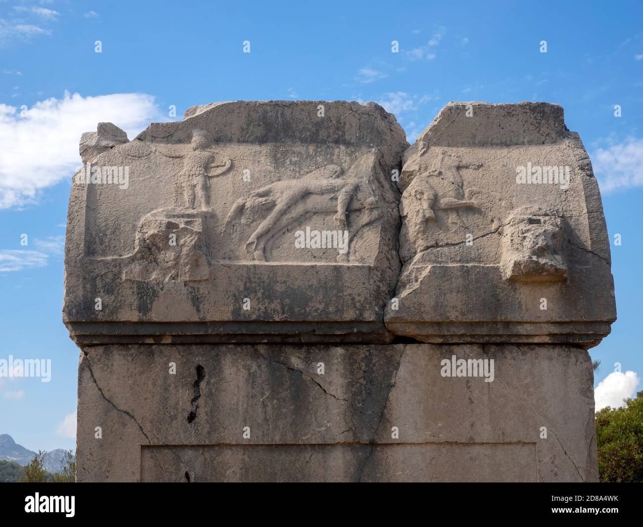 The beautiful lycian carved stone tomb located on the hill of ancient ...