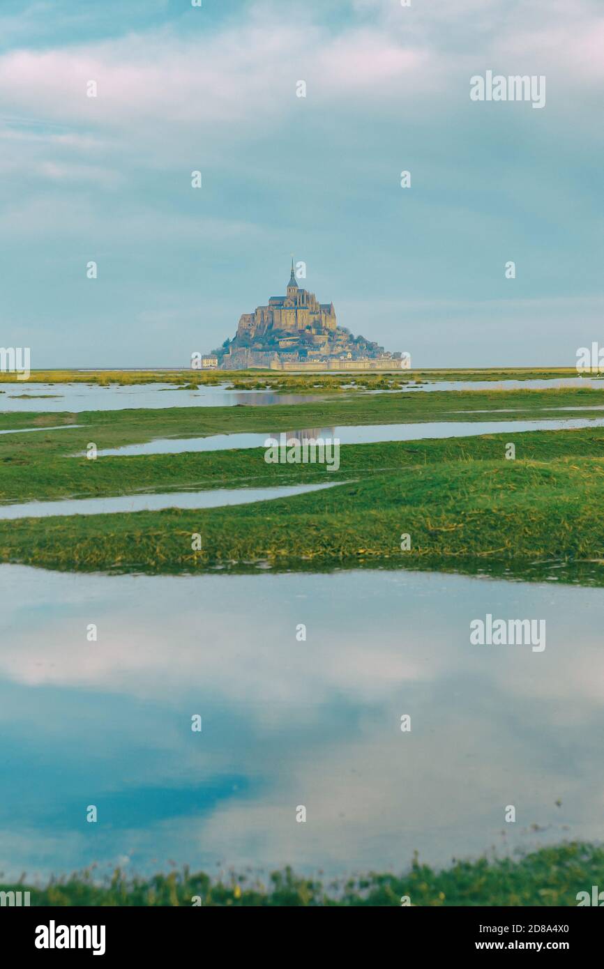 St Michael's abbey between the marshes, Normandy-France Stock Photo - Alamy