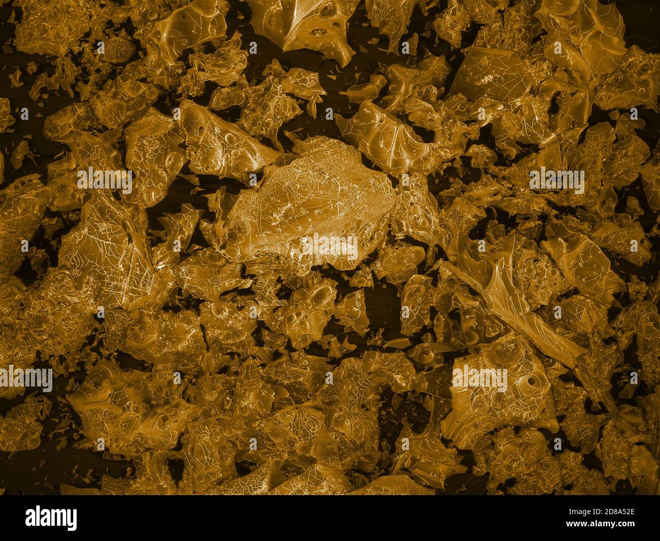 Soluble coffee powder imaged by scanning electrom microscope Stock ...