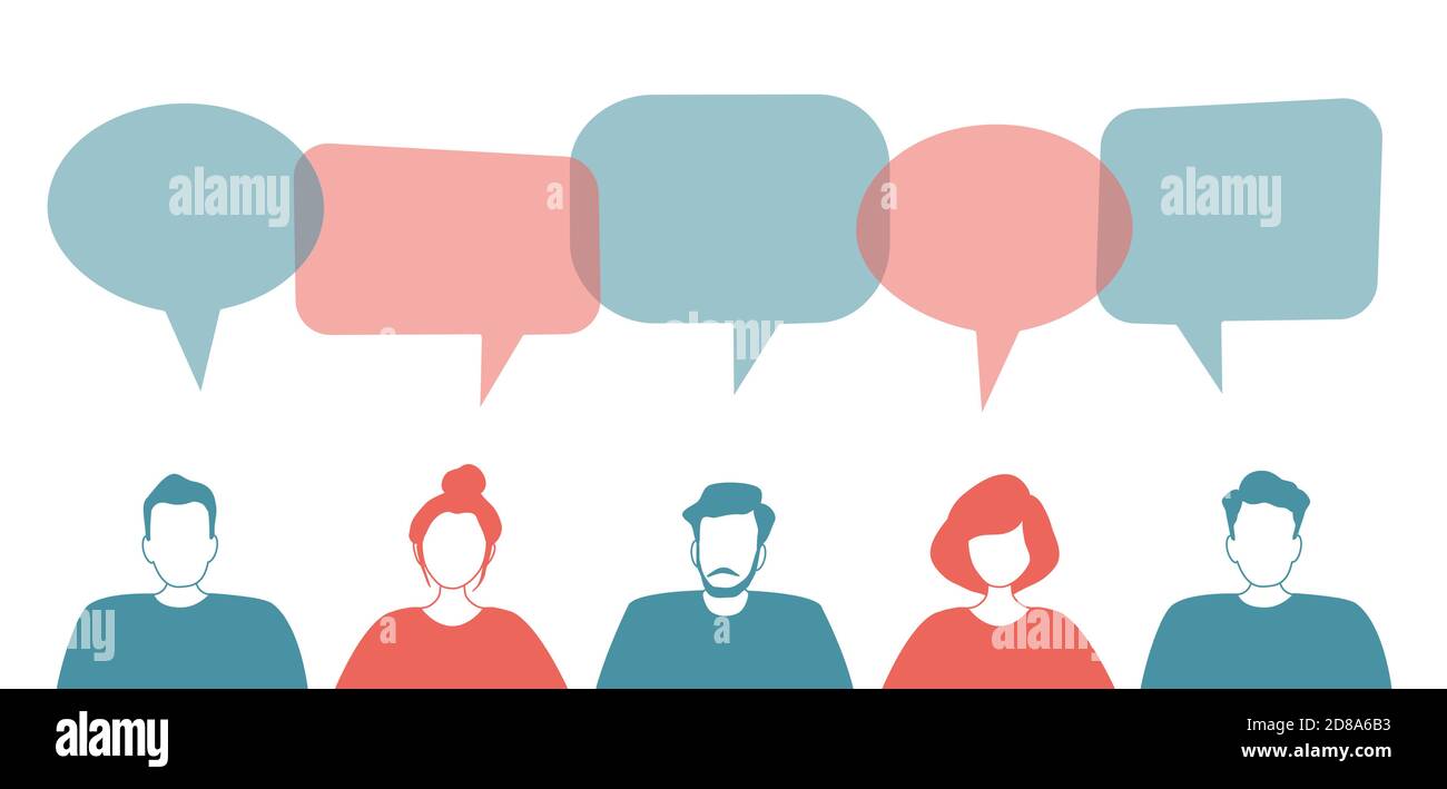 Communication of men and women. Community of young people. People icons ...