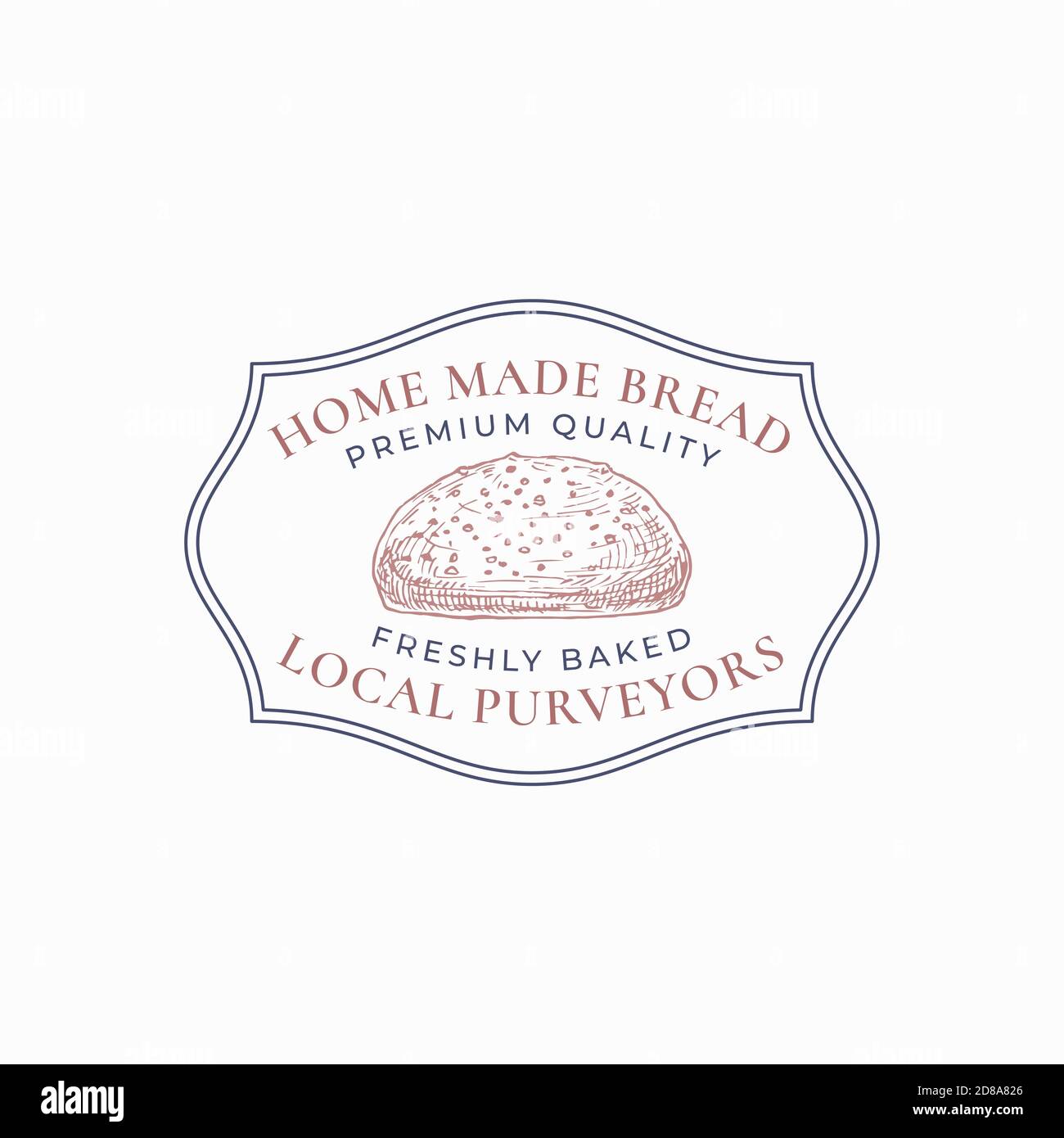 Home Made Bread Frame Badge or Logo Template. Hand Drawn Loaf Sketch ...
