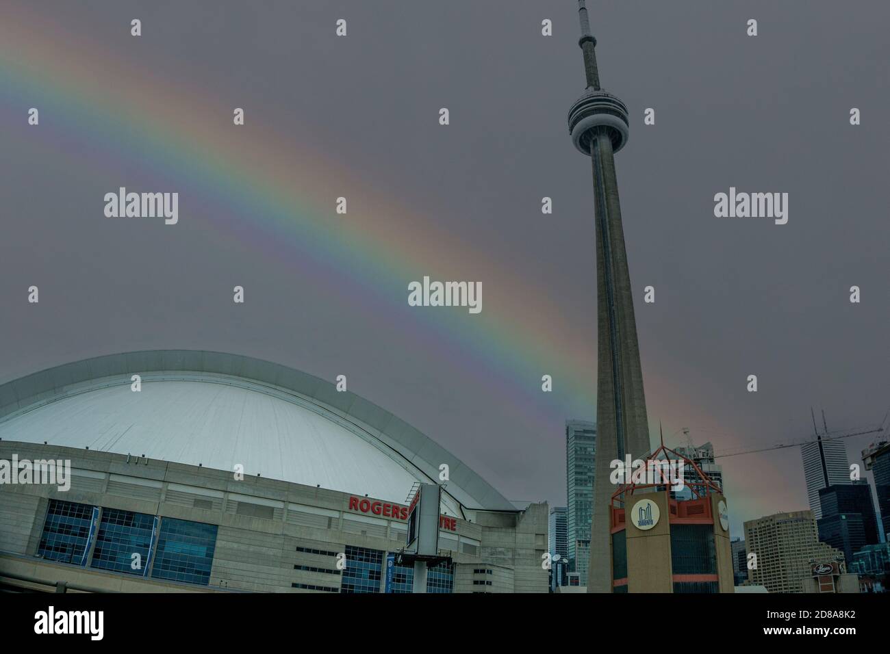 Downtown Toronto city, Canada, July 2015 - CN tower and dome of Rogers ...