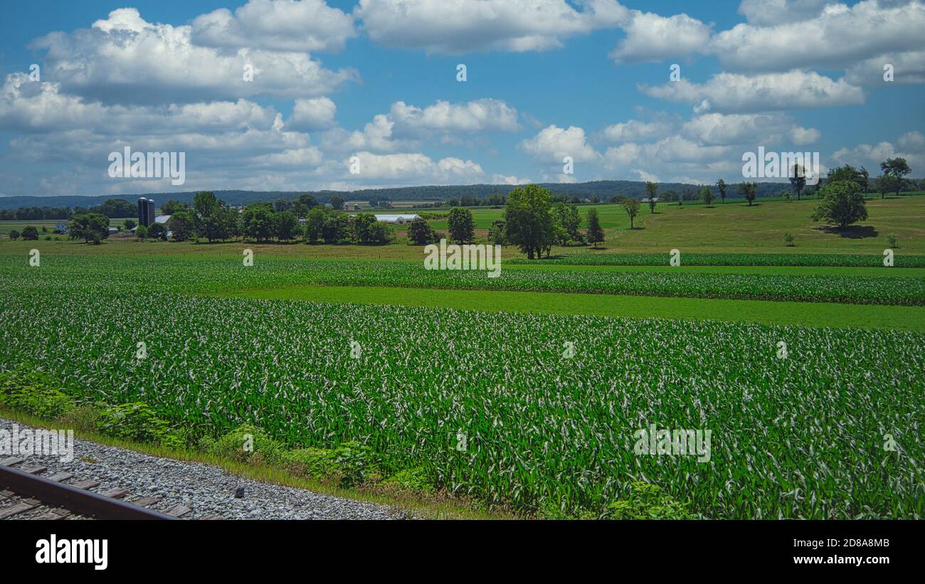 Steam Passenger Train Traveling Thru Countryside from Train Passenger ...