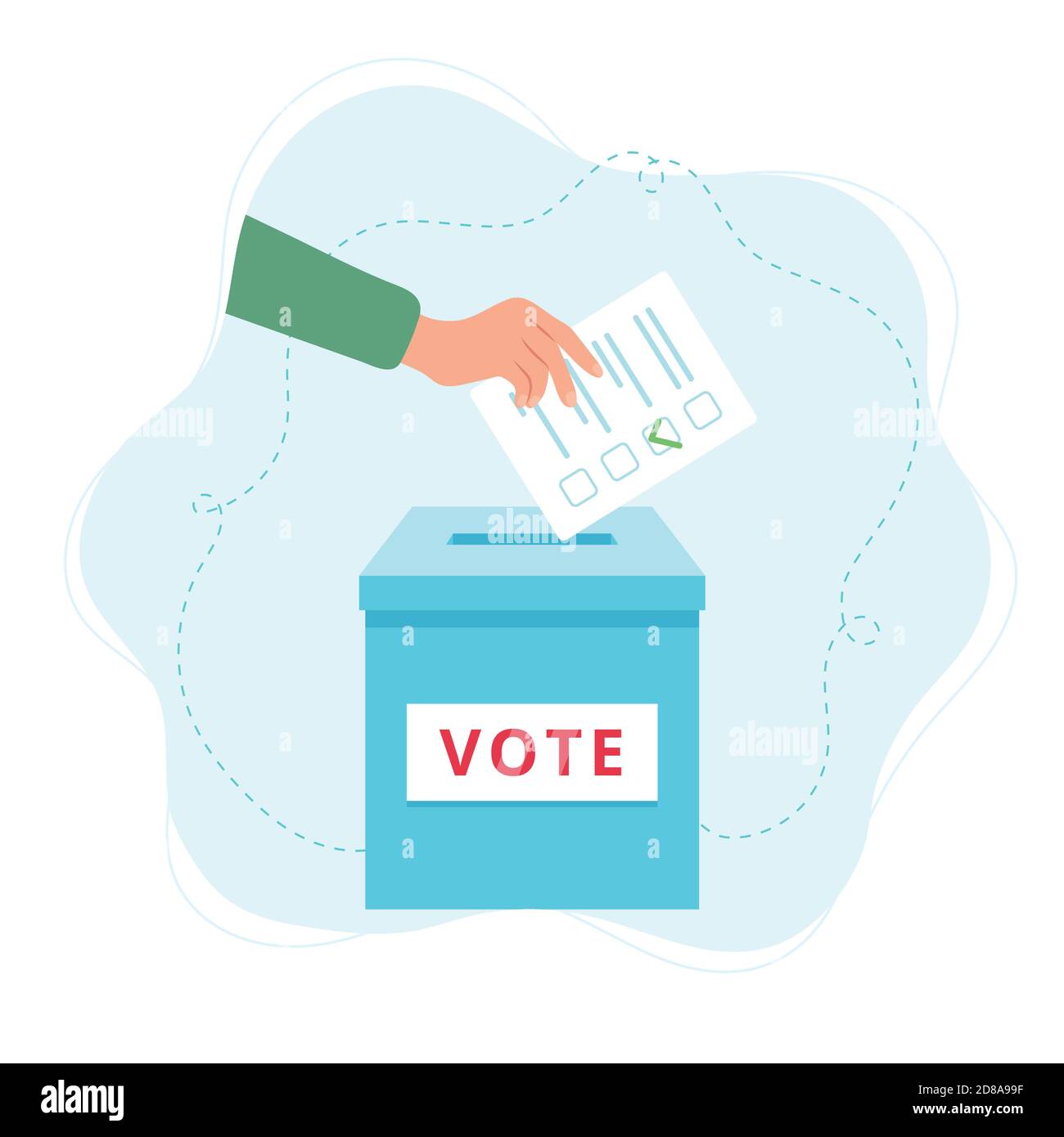 Vote ballot box. A hand putting a vote into the box. Election concept ...