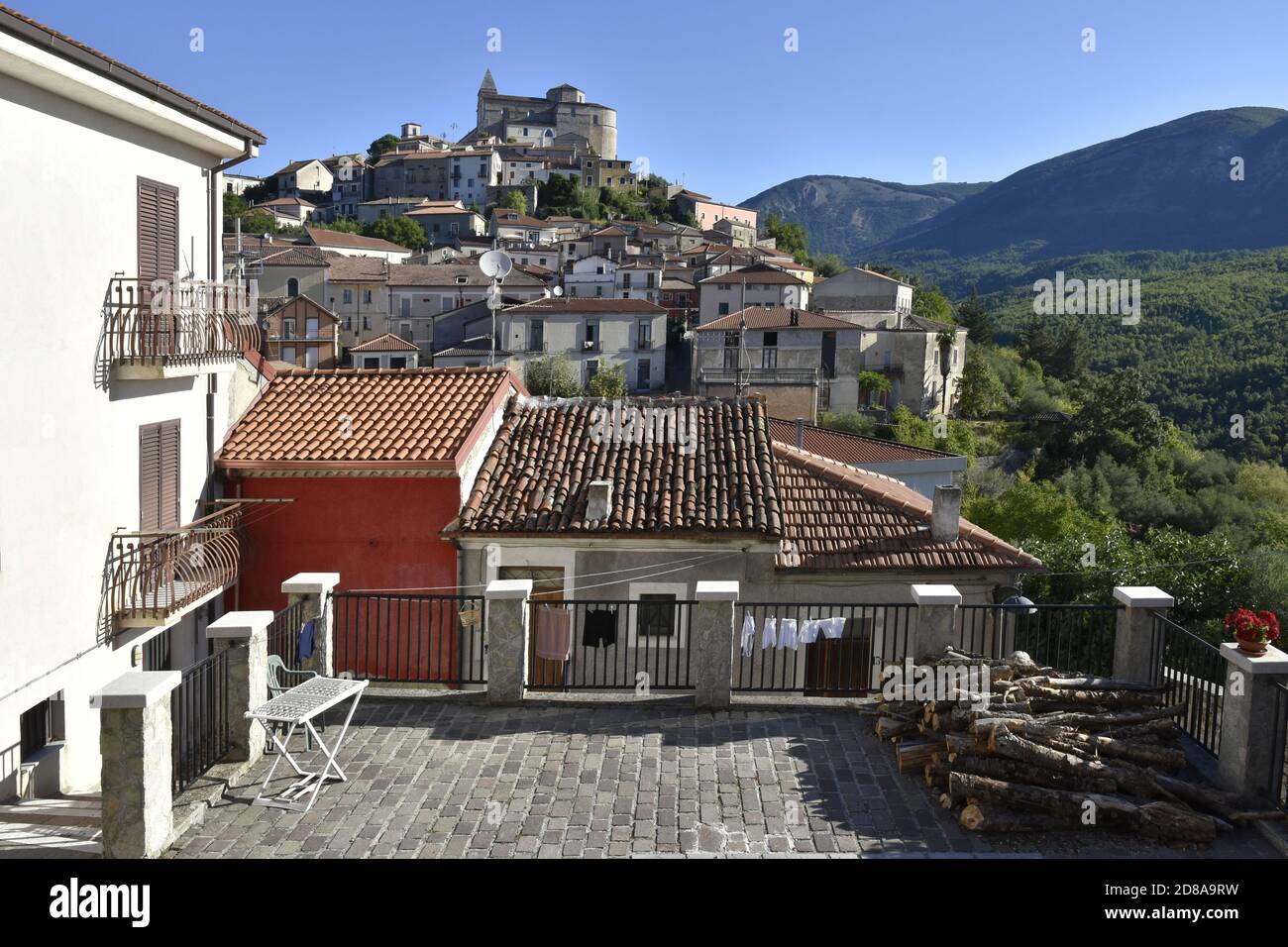 Panoramic view of Marsico Nuovo, an old town in the Basilicata region ...