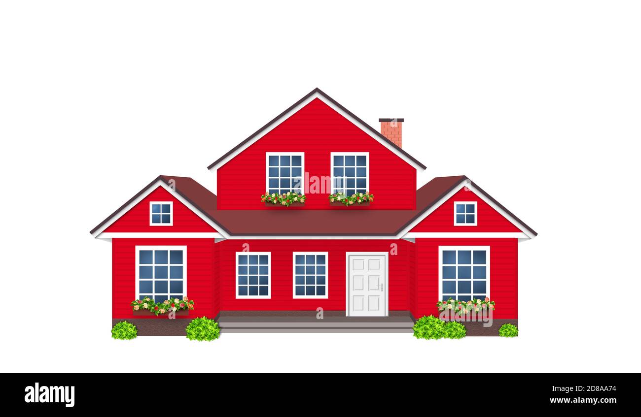 House red , Home villa isolated Stock Photo - Alamy