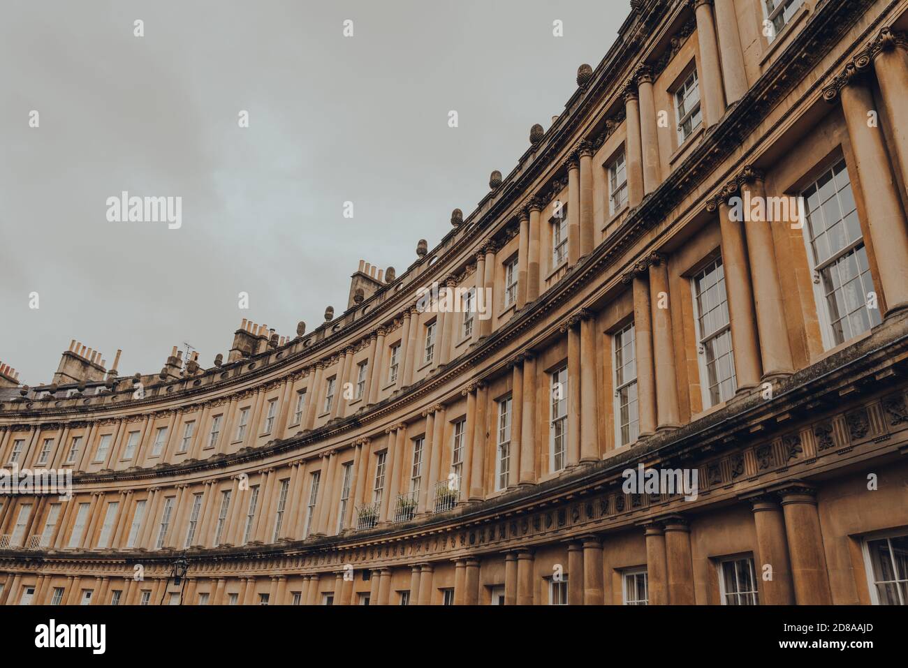 Historic limestone buildings in a crescent shape on Royal Crescent in ...
