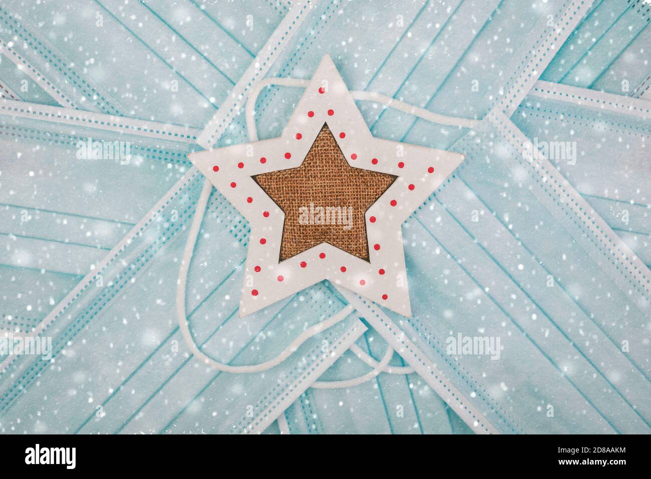 Merry Christmas.Protective surgical masks with christmas star with ...
